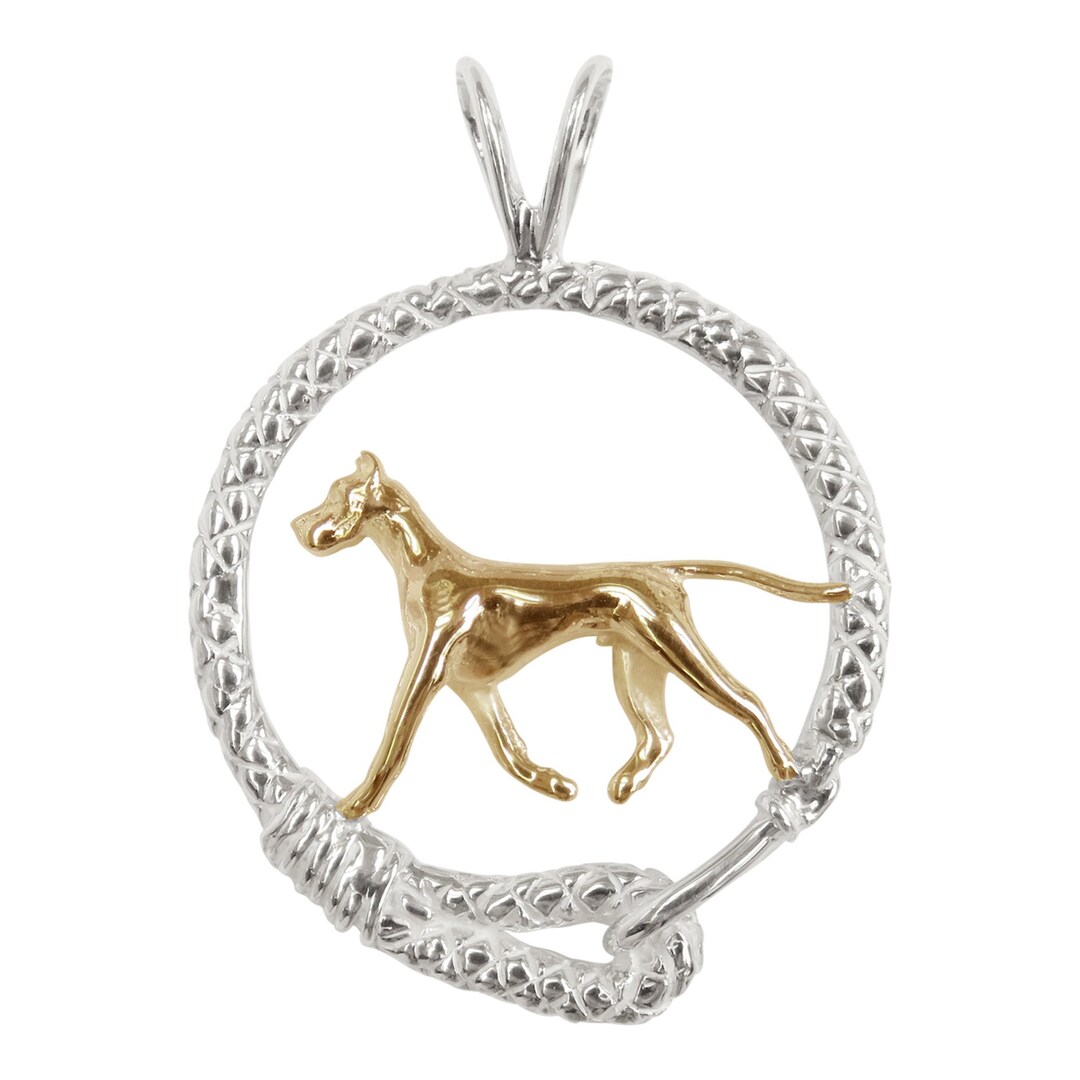 Great Dane Solid 14K Gold or Sterling Silver Trotting in a Leash Charm ...