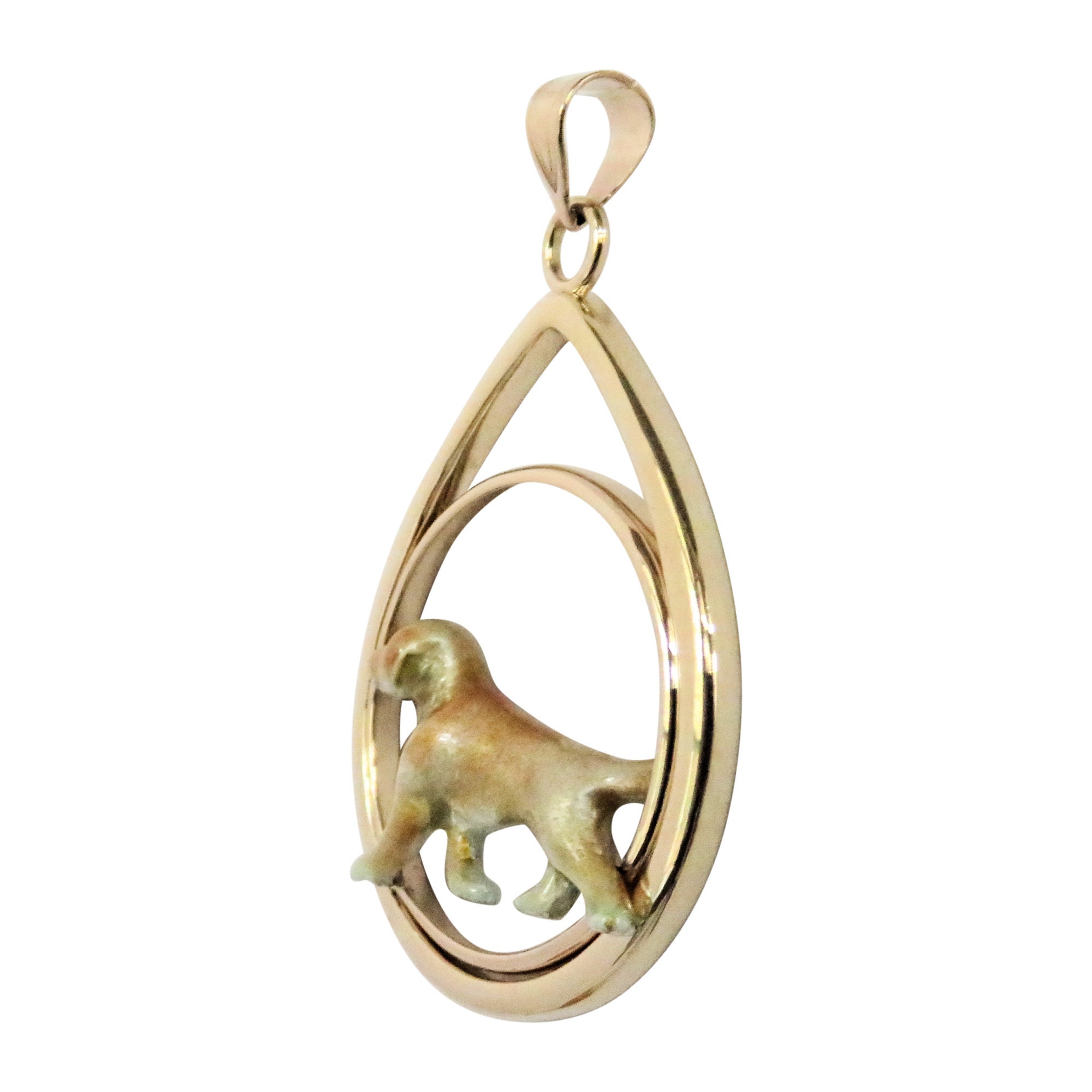 Labrador Retriever With Personalized Enamel Artwork in Teardrop 14K ...