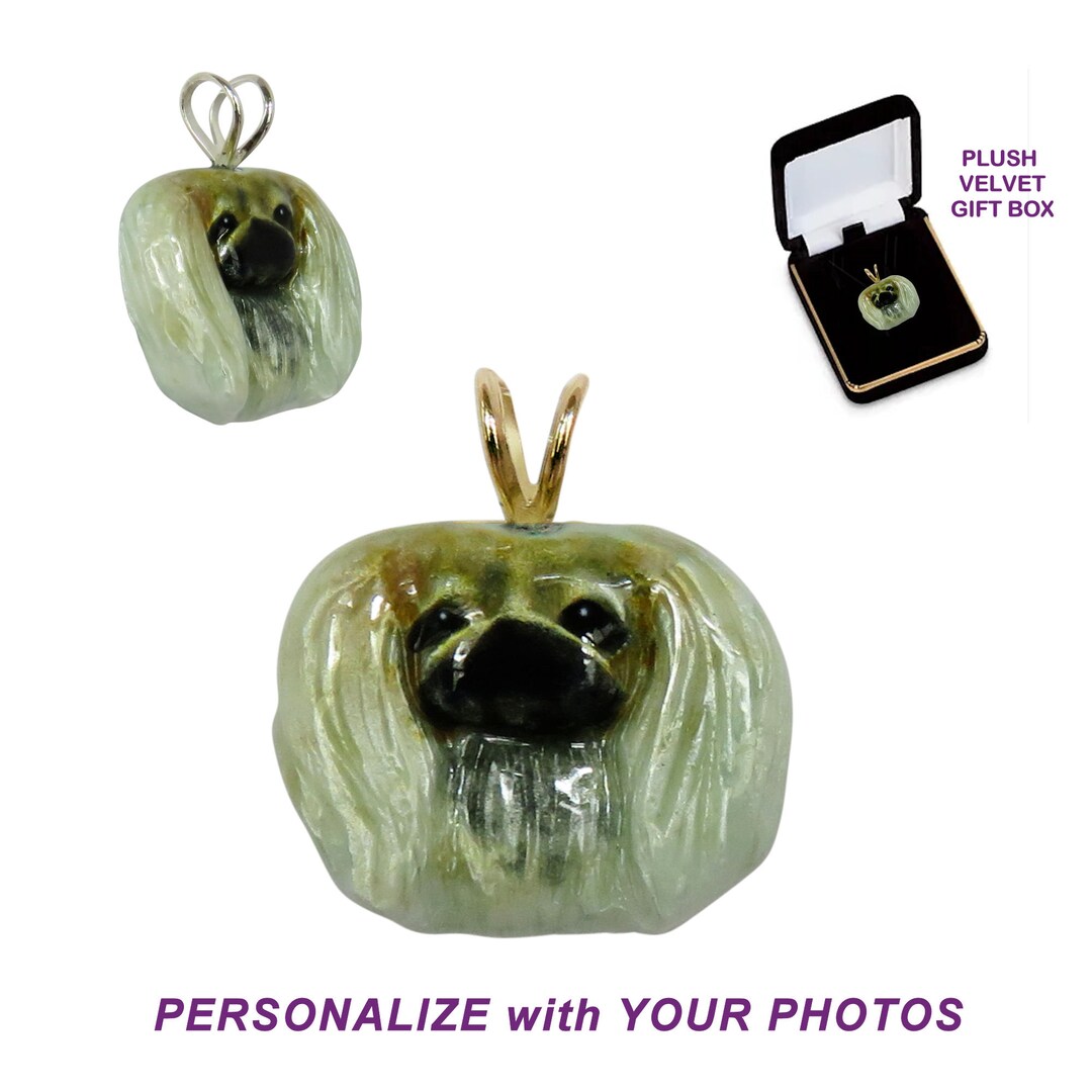 Pekingese With Custom Enamel Artwork in 14K Gold or Sterling Silver ...