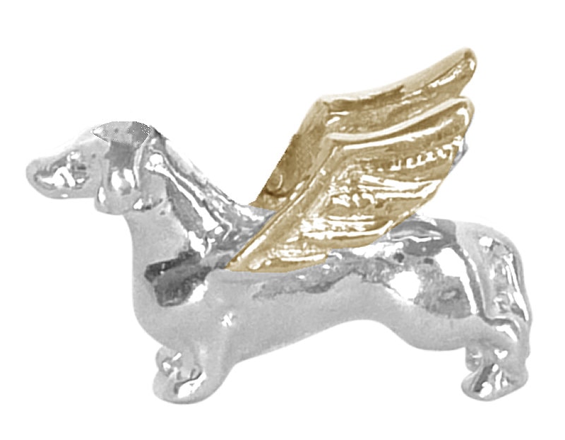 Smooth Dachshund Angel Dog with Wings in 14K Gold or Sterling with Gold ...