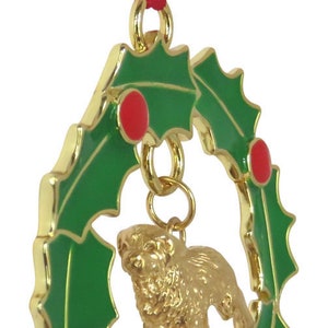 Exclusive Great Pyrenees Gold Plated Bronze Christmas Holiday Wreath ...