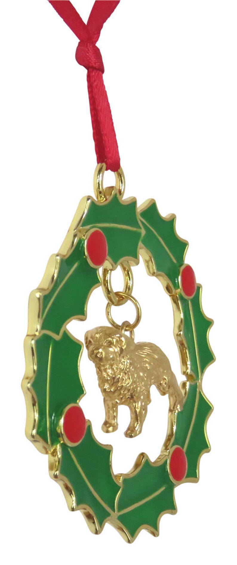 Exclusive Great Pyrenees Gold Plated Bronze Christmas Holiday Wreath ...