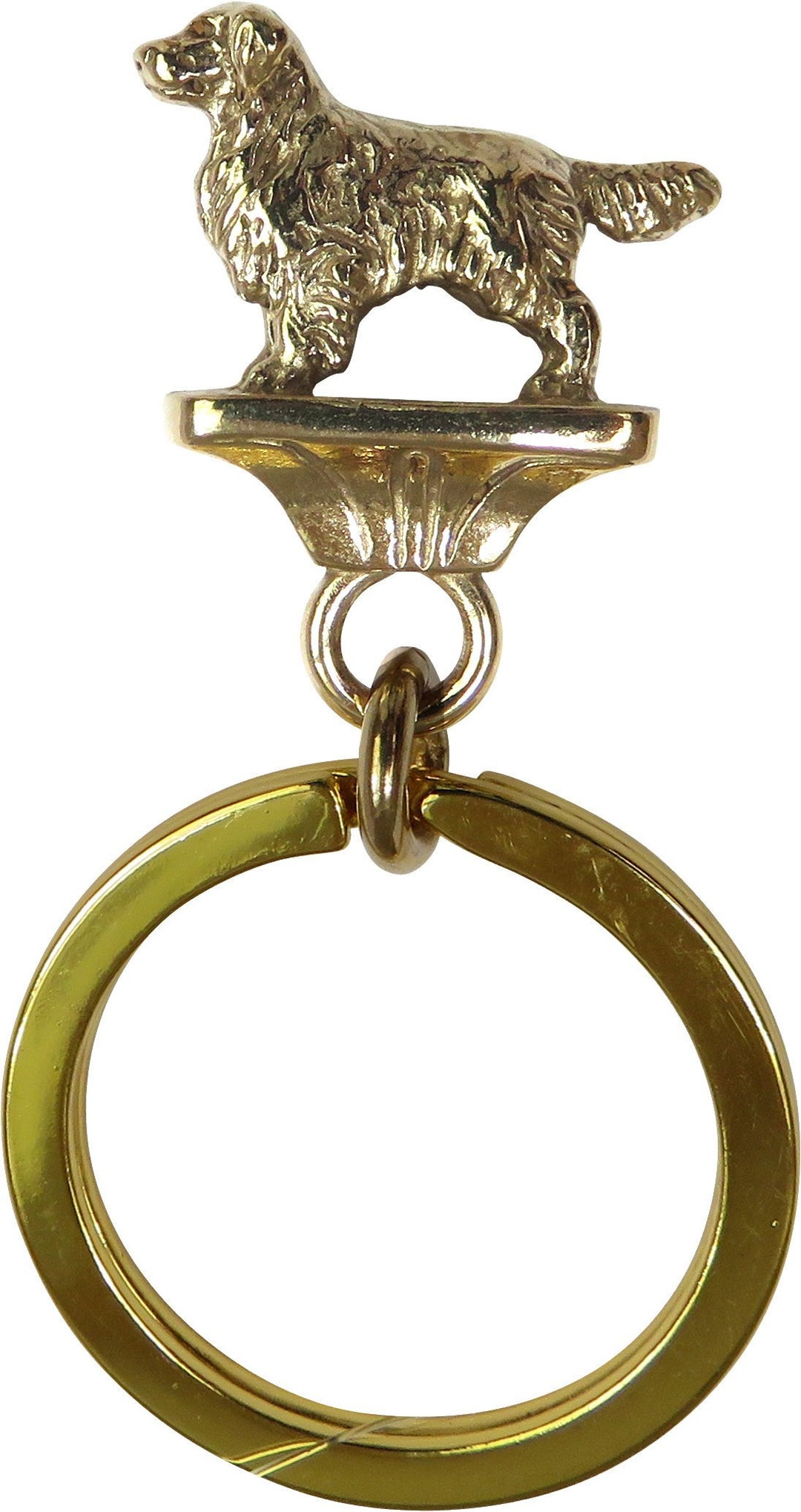 Golden Retriever Keychain, Solid Bronze Keychain With 3D Golden ...