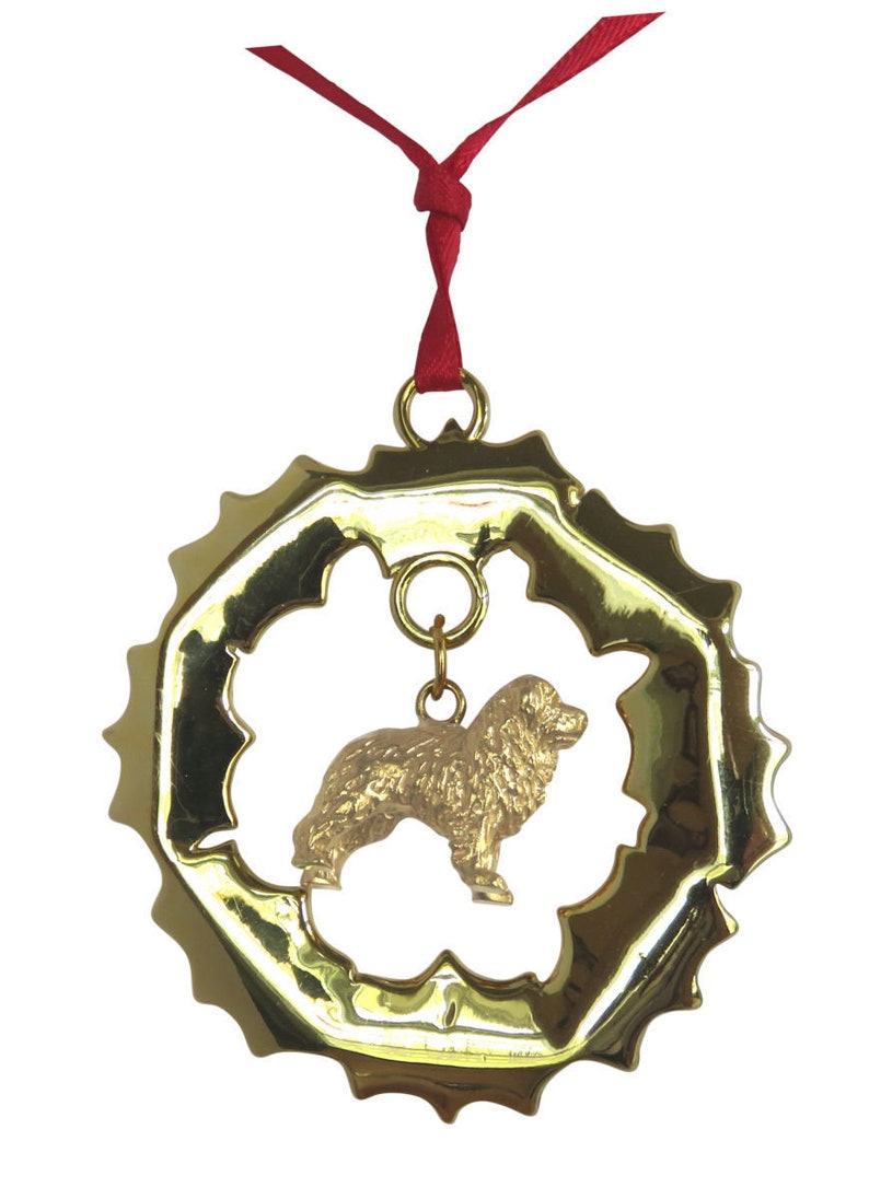 Exclusive Great Pyrenees Gold Plated Bronze Christmas Holiday Wreath ...
