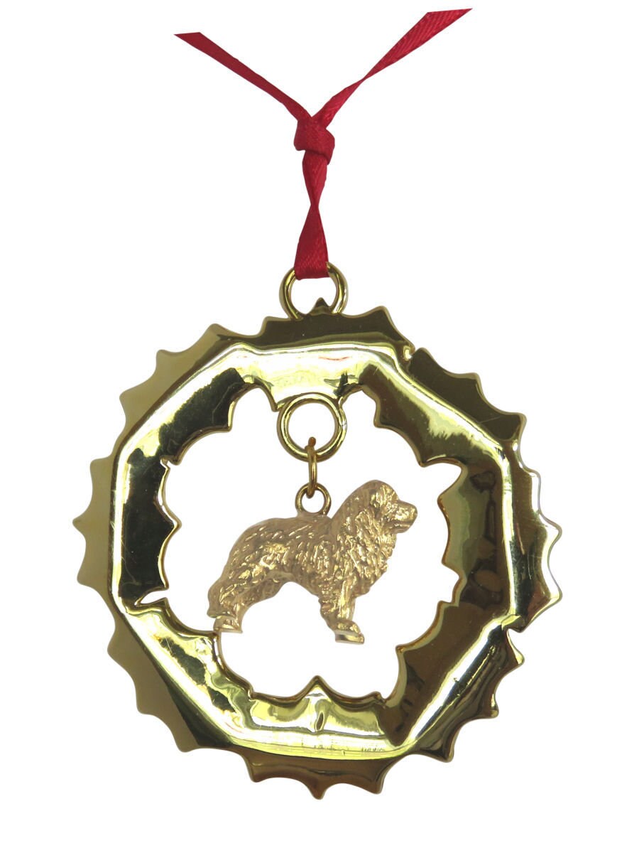 Exclusive Great Pyrenees Gold Plated Bronze Christmas Holiday Wreath ...