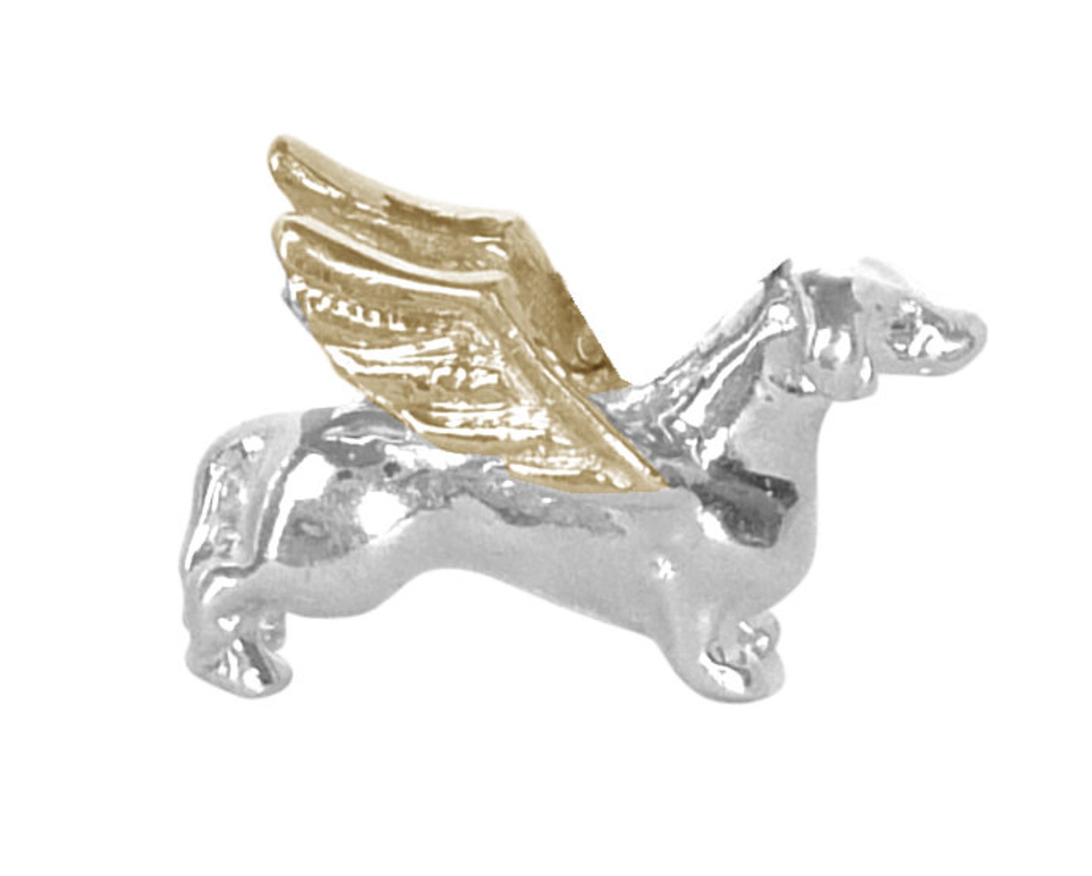 Smooth Dachshund Angel Dog with Wings in 14K Gold or Sterling with Gold ...