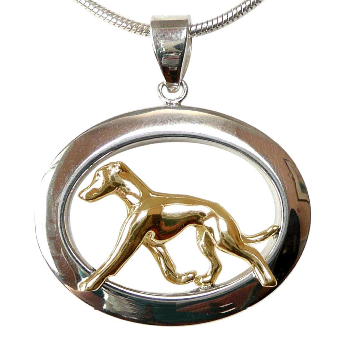 Greyhound Jewelry in Glossy Oval 14K Gold or Sterling Silver Greyhound ...