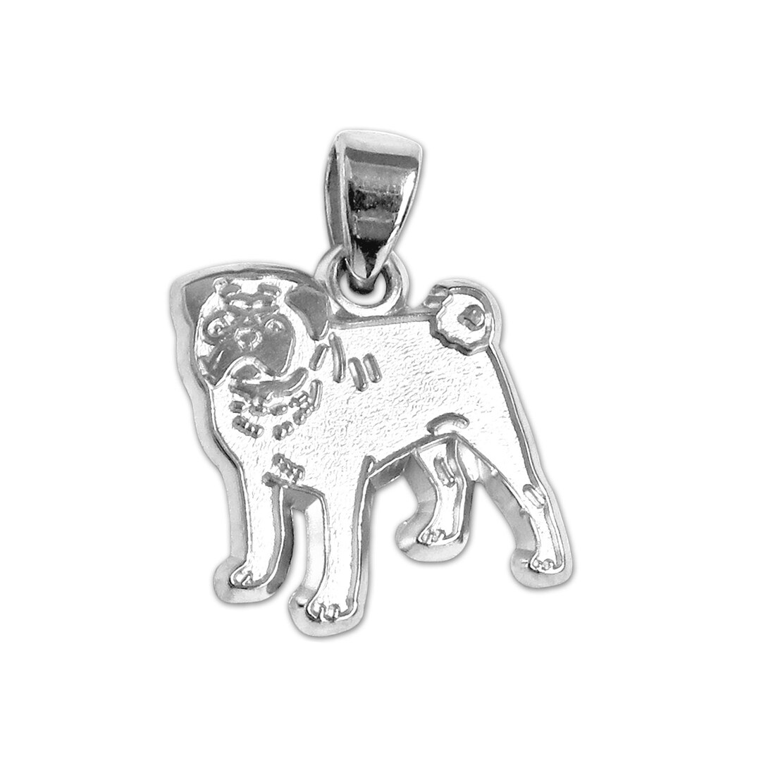 Pug Charm or Pendant Sterling Silver Pug Charm for Necklace, Bangle, or ...