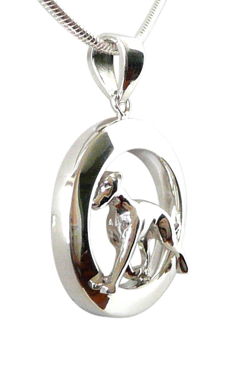 Greyhound Jewelry in Glossy Oval 14K Gold or Sterling Silver Greyhound ...