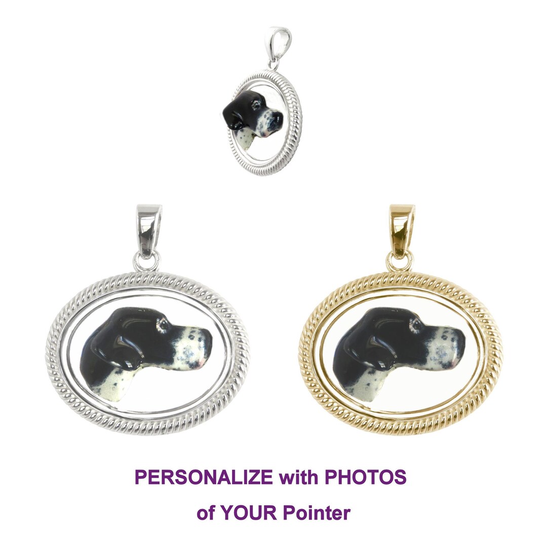 Pointer With Exquisite Enamel Artwork in 14K Gold or Sterling Silver ...