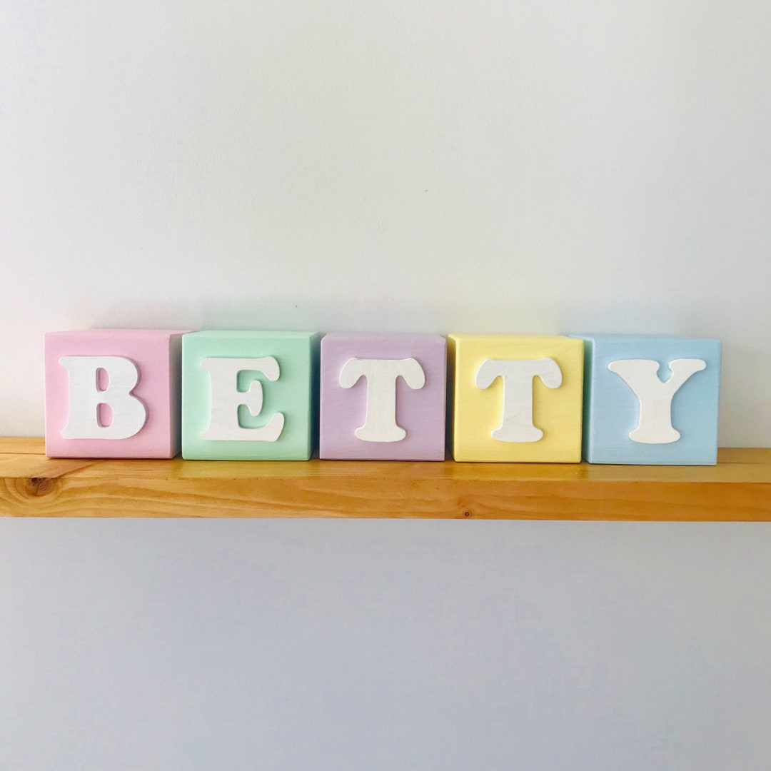 Personalised Wooden Baby Name Cubes / Blocks Nursery Decor - Etsy