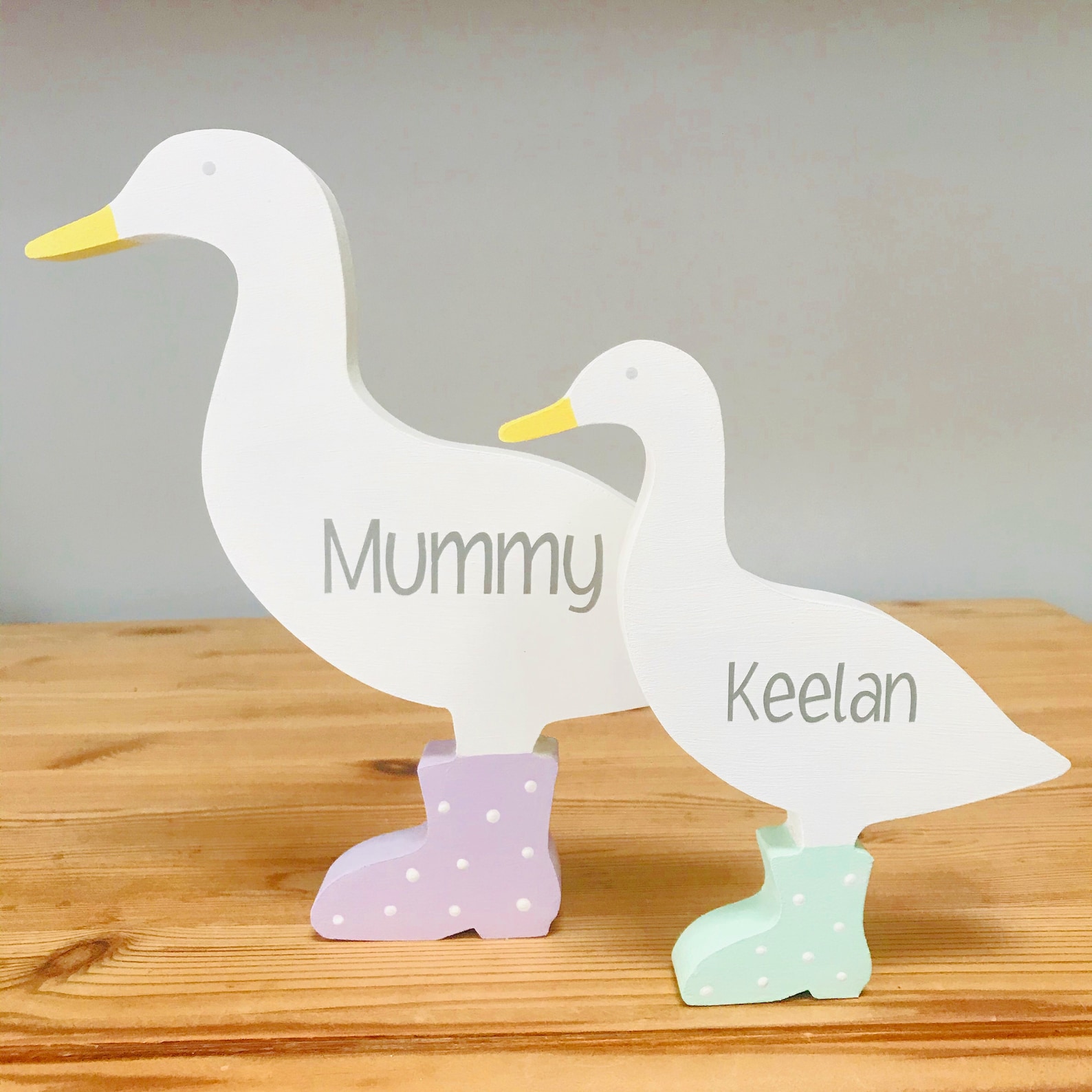 Personalised Wooden Ducks in Wellies Family | Etsy