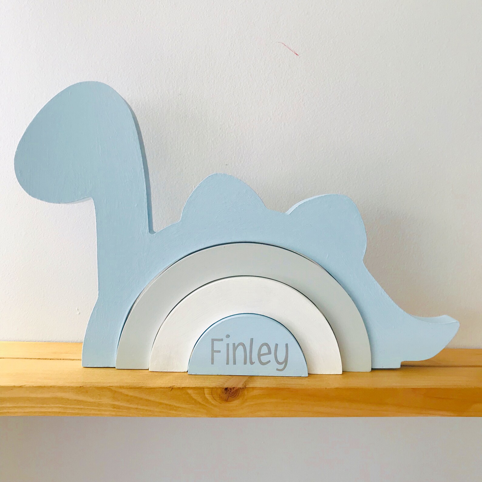 Dinosaur Rainbow Stacker Shelfie - Nursery Decor, Wooden, Pastels, Baby ...