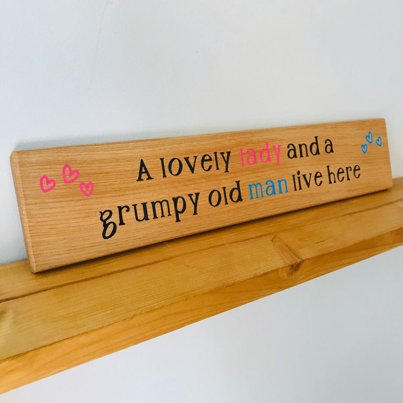 Home Decor Wooden Plaque Sign Lovely Lady & Grumpy Old Man - Etsy