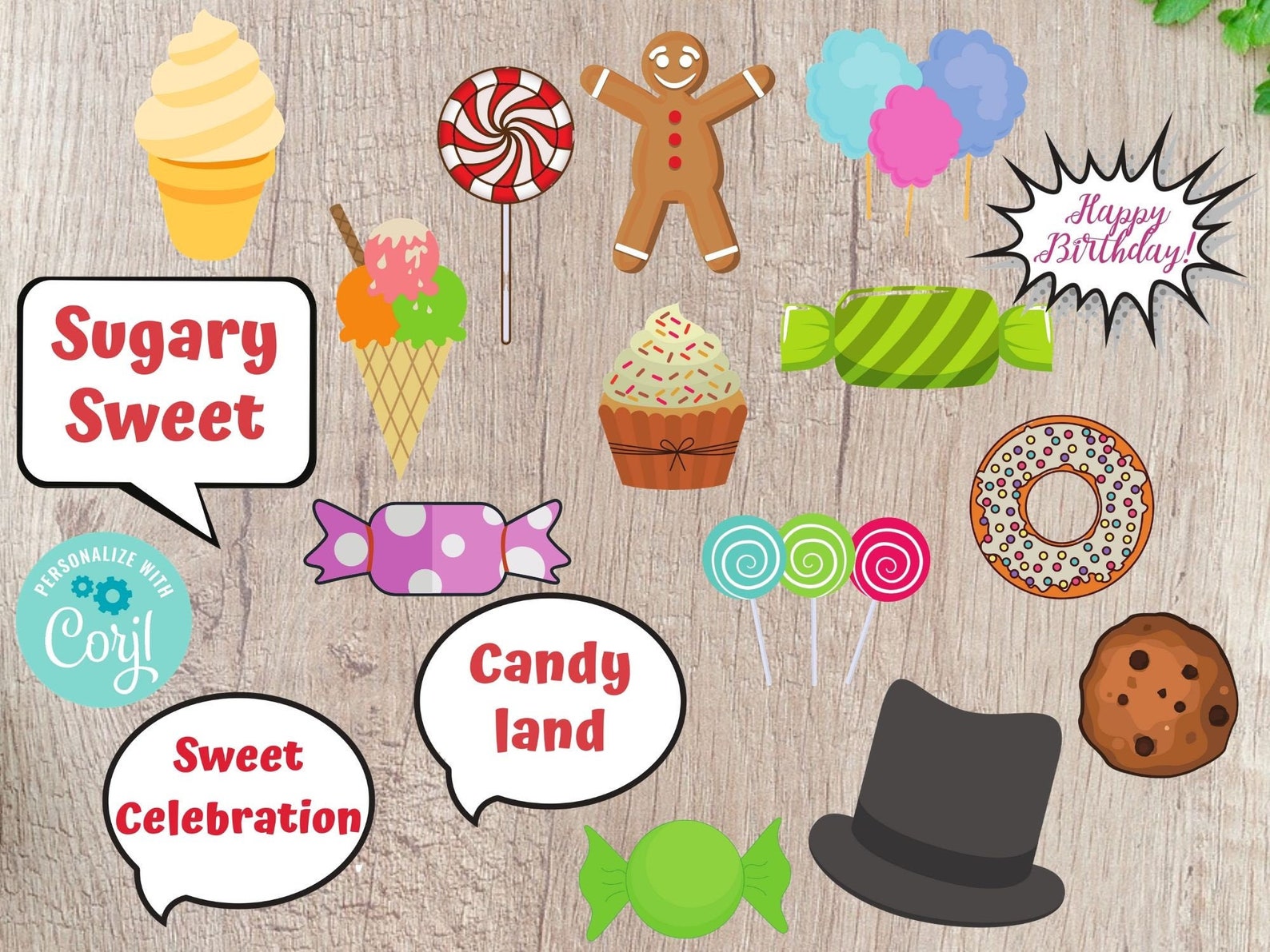 Candyland Party Photo Props Printable - Editable INSTANT DOWNLOAD - Etsy