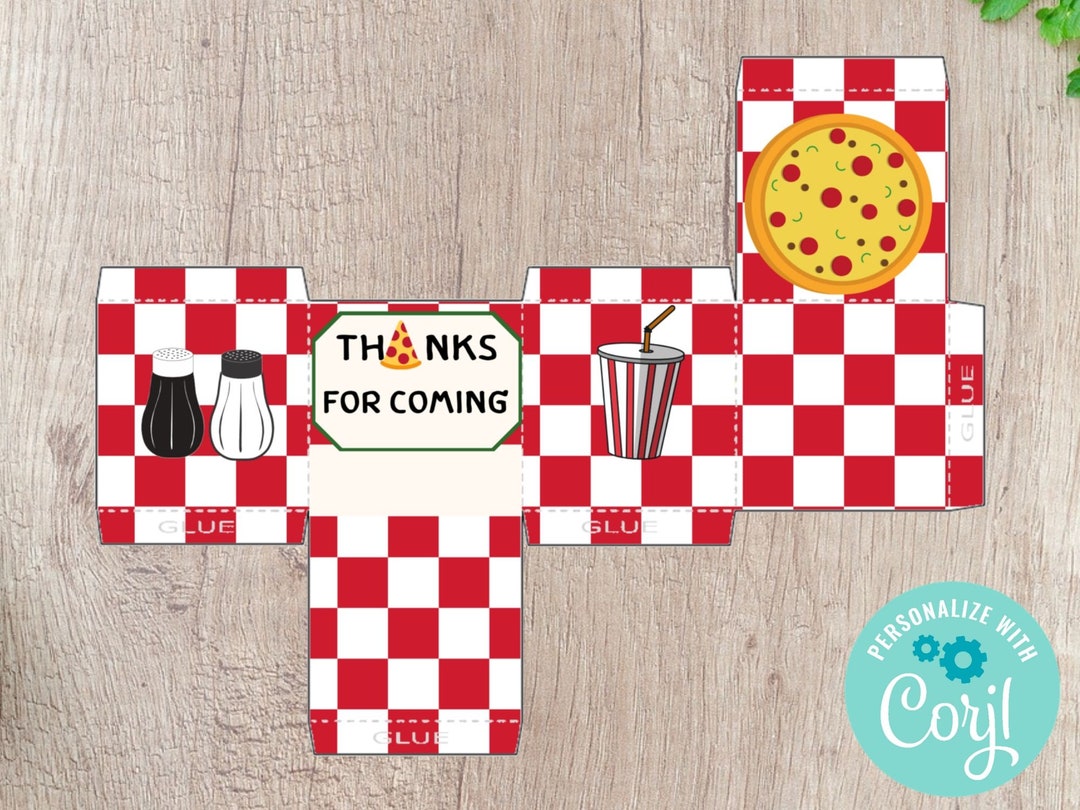 Pizza Party Favor Box Printable - Editable INSTANT DOWNLOAD - Etsy