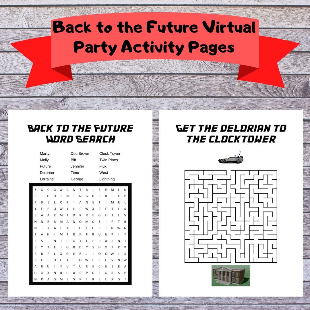 Back to the Future Virtual Party Activity Pages - INSTANT DOWNLOAD - Etsy