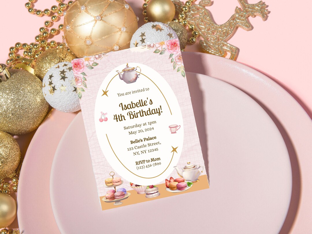 Tea Party Invitation Tea & Talk Birthday Invitation Posh and Pink ...