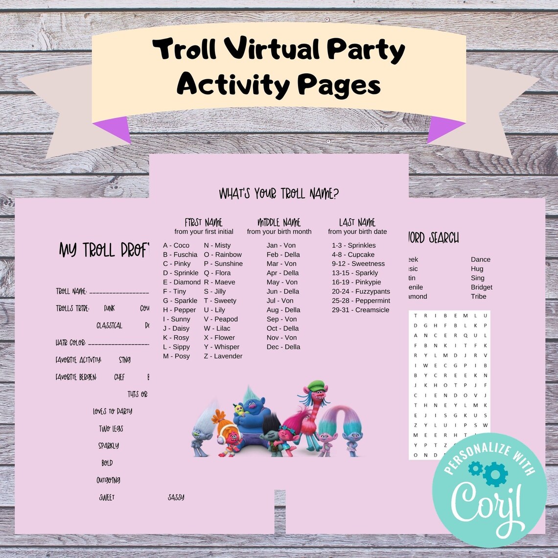 Trolls Virtual Party Activity Pages - INSTANT DOWNLOAD - Etsy