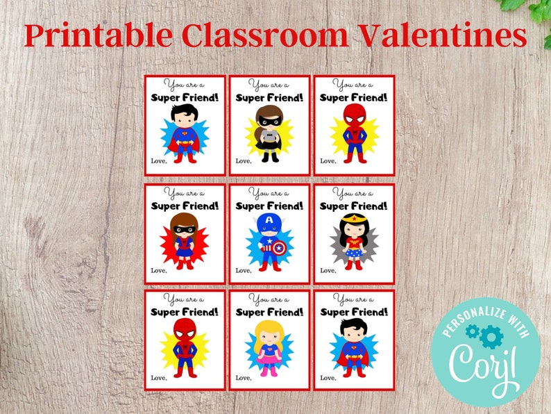 Super Friend Printable Classroom Valentines Editable INSTANT | Etsy