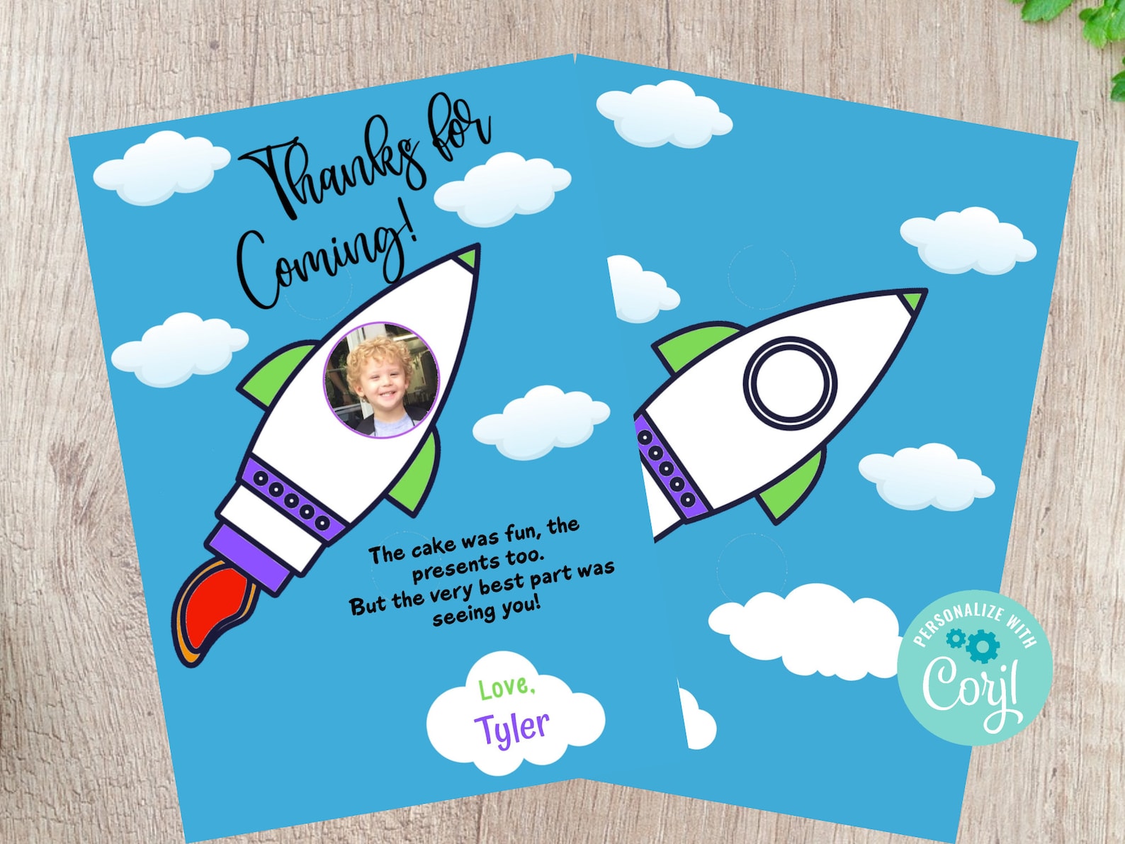 Two Infinity and Beyond Party Vertical Thank You Card - Editable ...