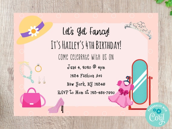 Dress up Party Birthday Invitation Editable INSTANT DOWNLOAD | Etsy