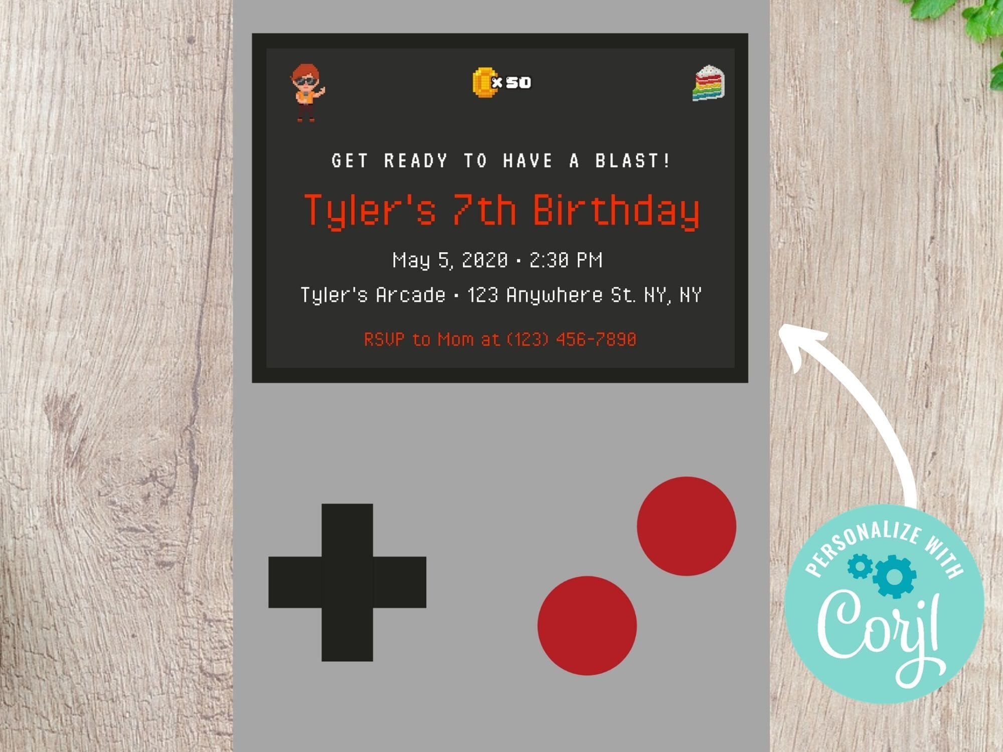 Video Game Party Vertical Invitation - Editable INSTANT DOWNLOAD - Etsy