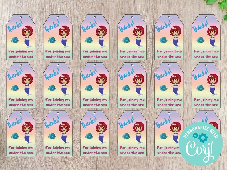 Mermaid Party Favor Tags Printable - Editable INSTANT DOWNLOAD - Etsy