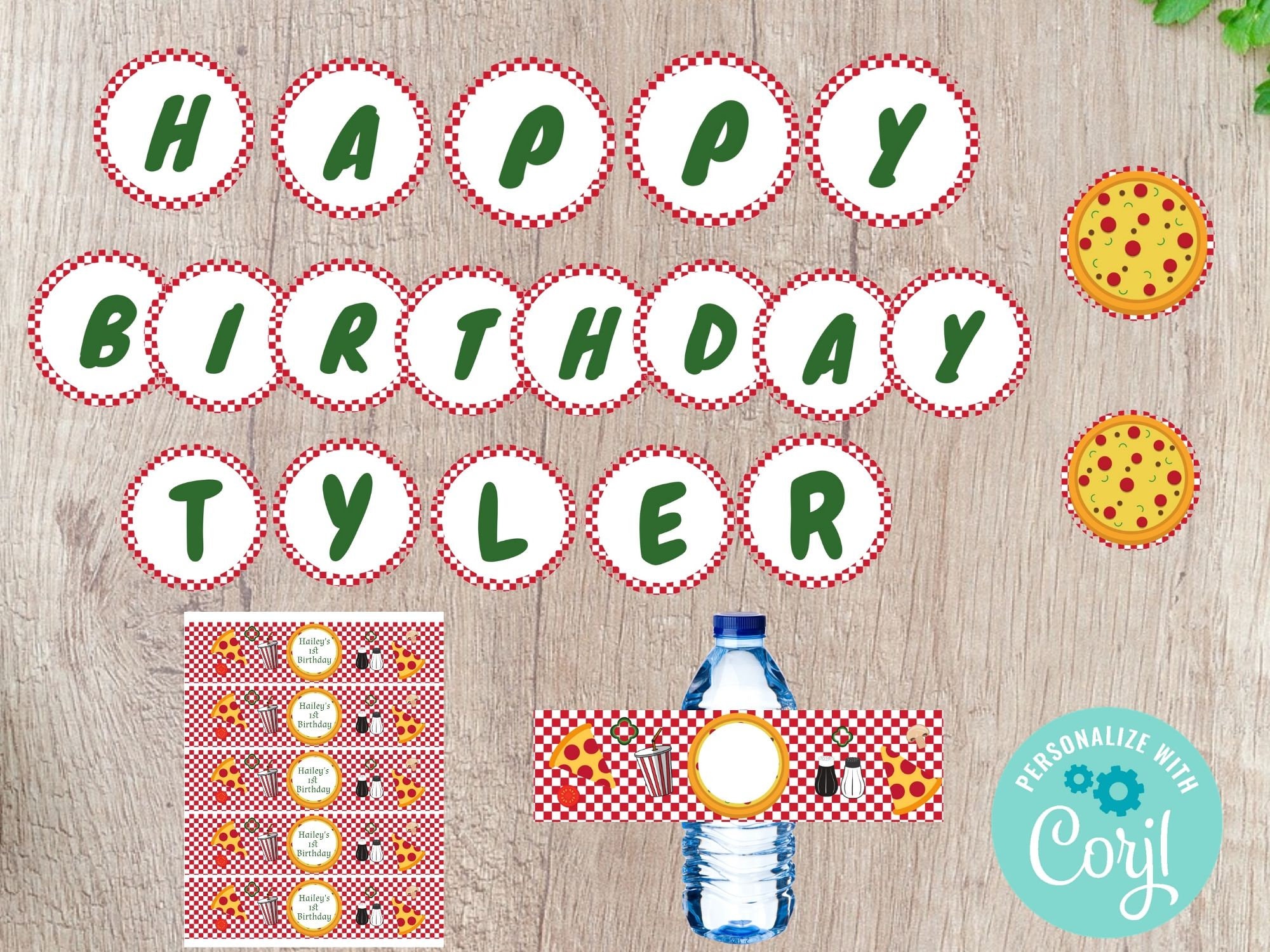 Pizza Party Bundle Printable Editable INSTANT DOWNLOAD Invitation ...