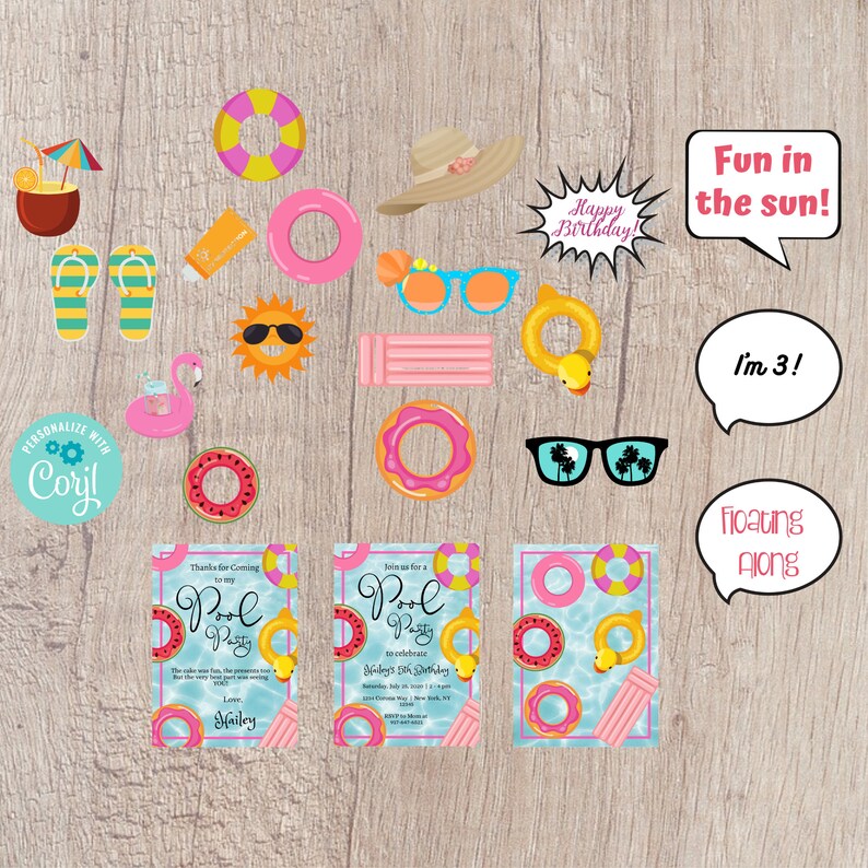 Pool Floatie Party Bundle Printable Editable INSTANT - Etsy