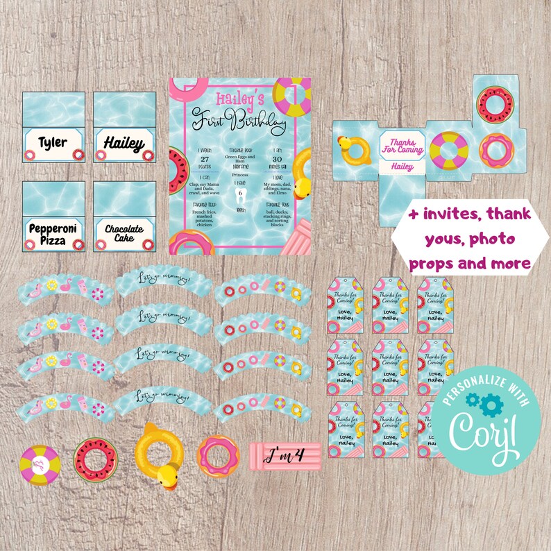 Pool Floatie Party Bundle Printable Editable INSTANT - Etsy