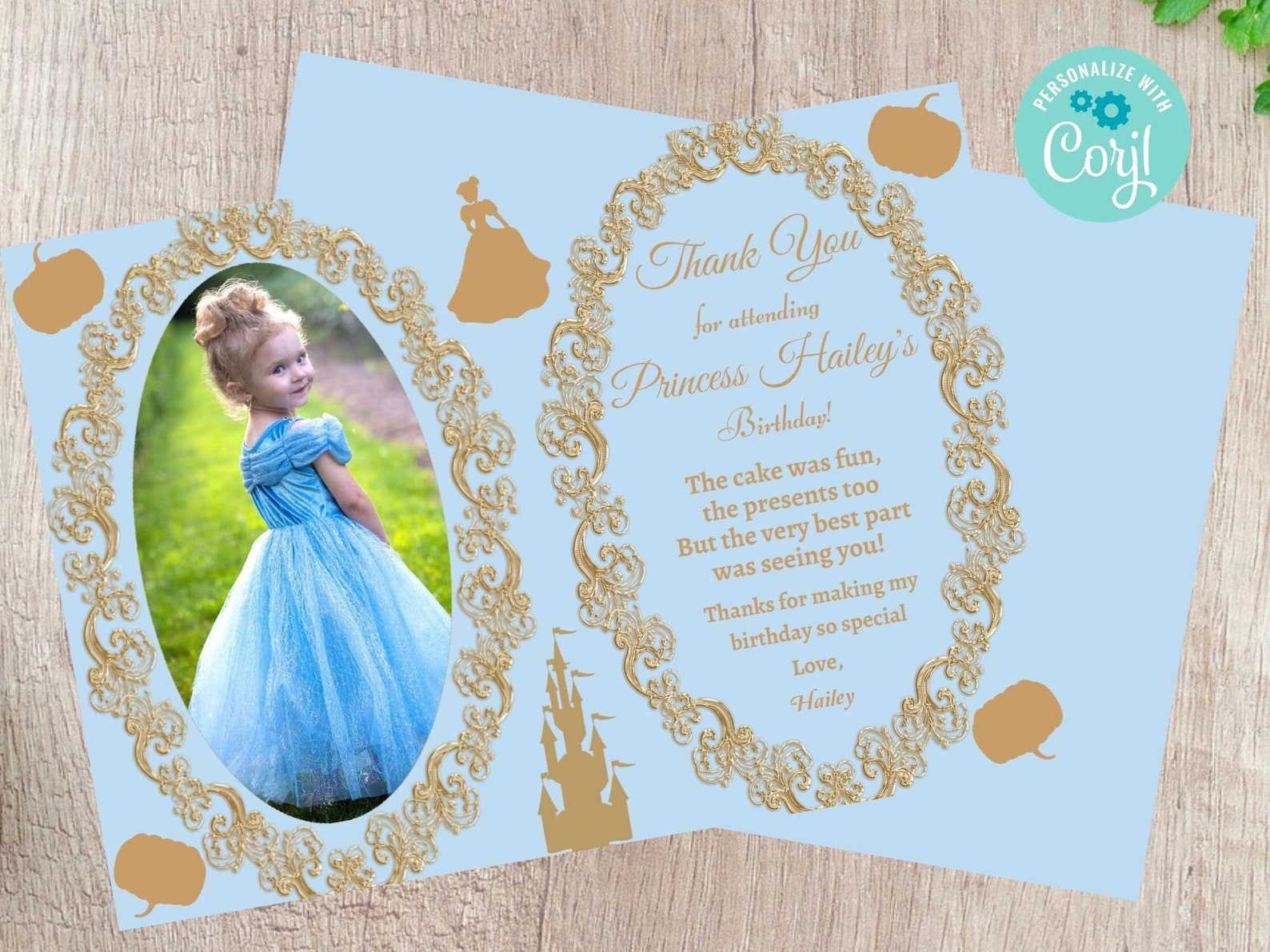 Cinderella Photo Thank You Card - Editable INSTANT DOWNLOAD - Etsy