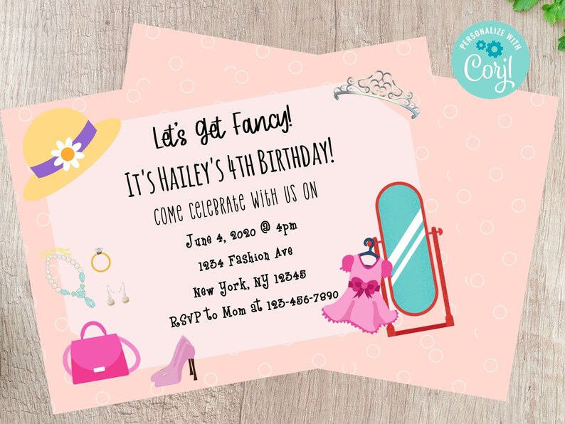 Dress up Party Birthday Invitation - Editable INSTANT DOWNLOAD - Etsy