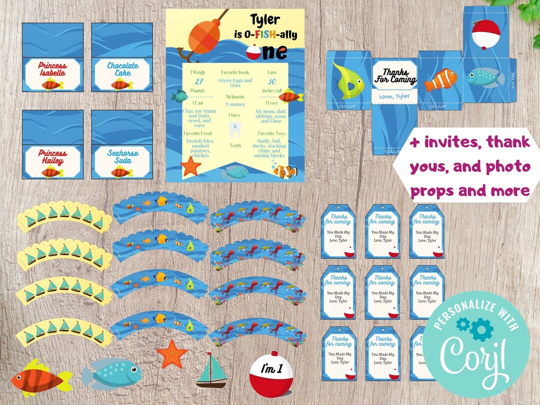 O-fish-ally One Party Bundle Printable - Editable INSTANT DOWNLOAD ...