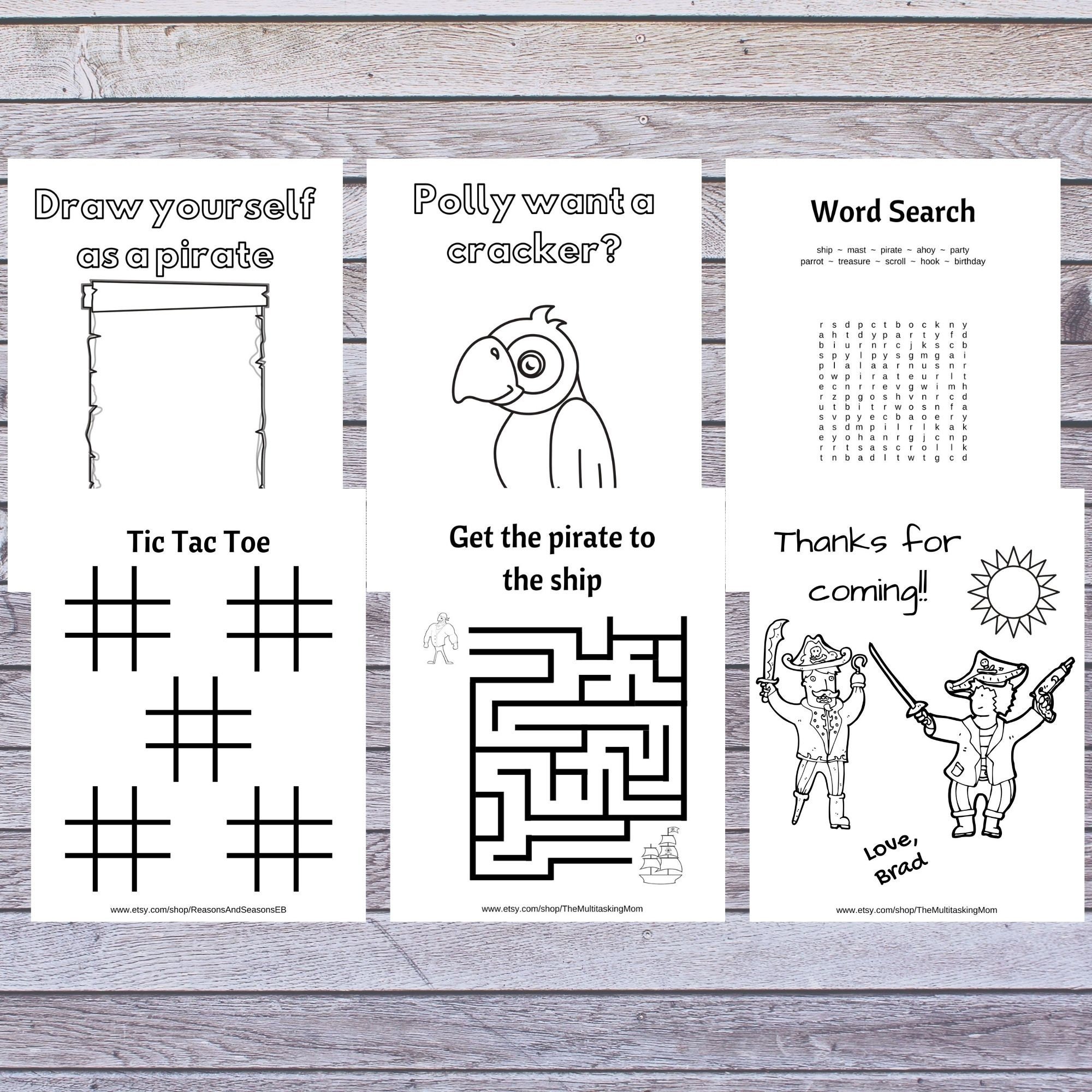 Pirate Party Coloring Pages - Virtual Party Activity - Party Favor ...