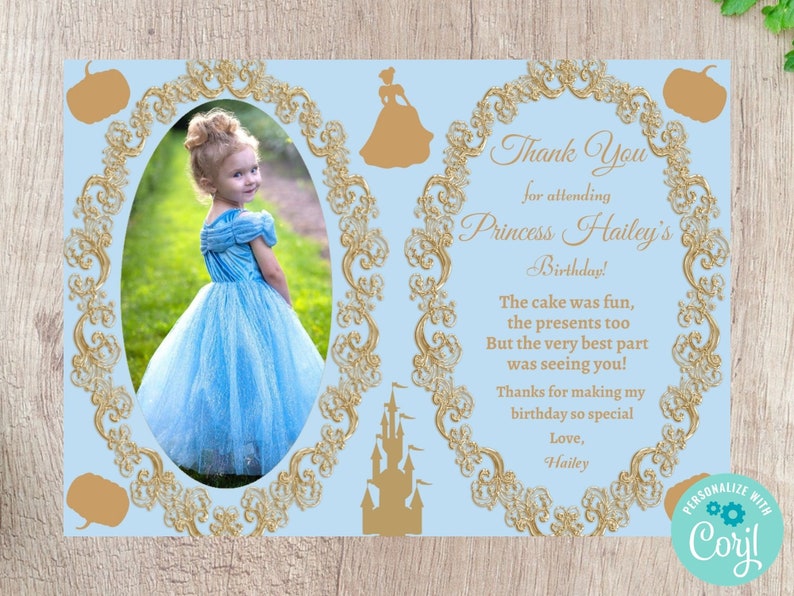 Cinderella Photo Thank You Card - Editable INSTANT DOWNLOAD - Etsy