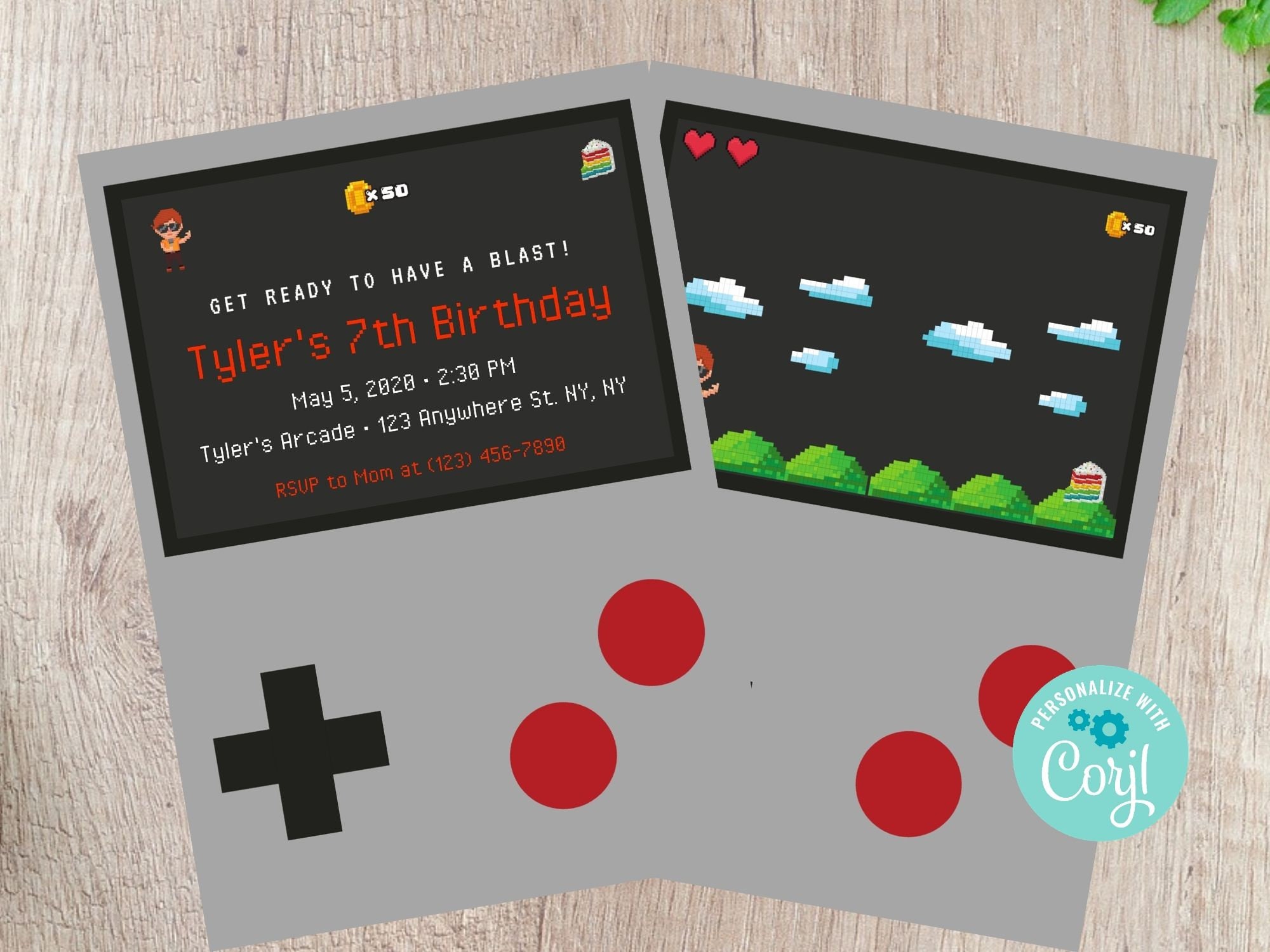 Video Game Party Vertical Invitation - Editable INSTANT DOWNLOAD - Etsy