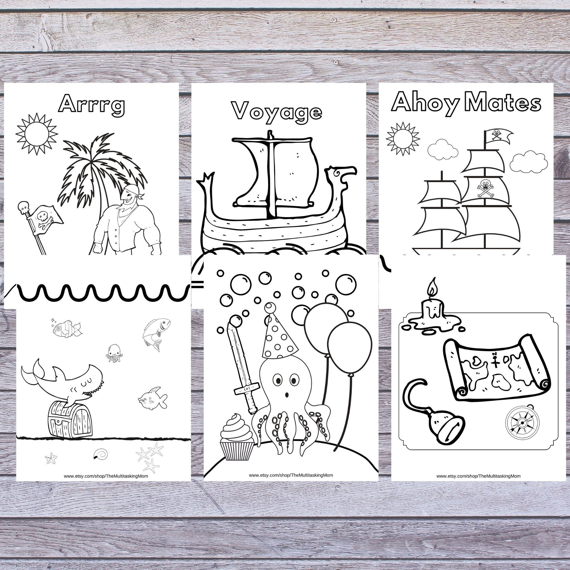 Pirate Party Coloring Pages - Virtual Party Activity - Party Favor ...