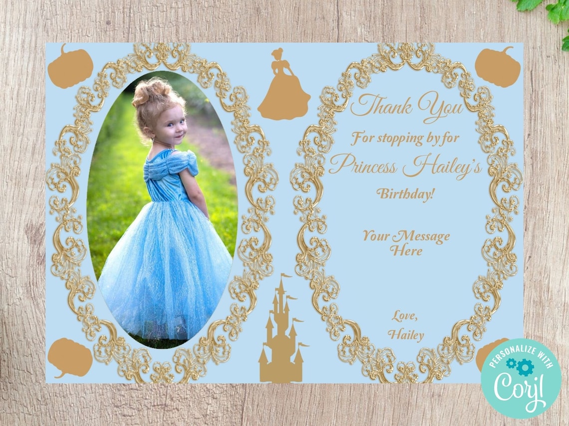 Cinderella Photo Thank You Card - Fully Editable INSTANT DOWNLOAD - Etsy