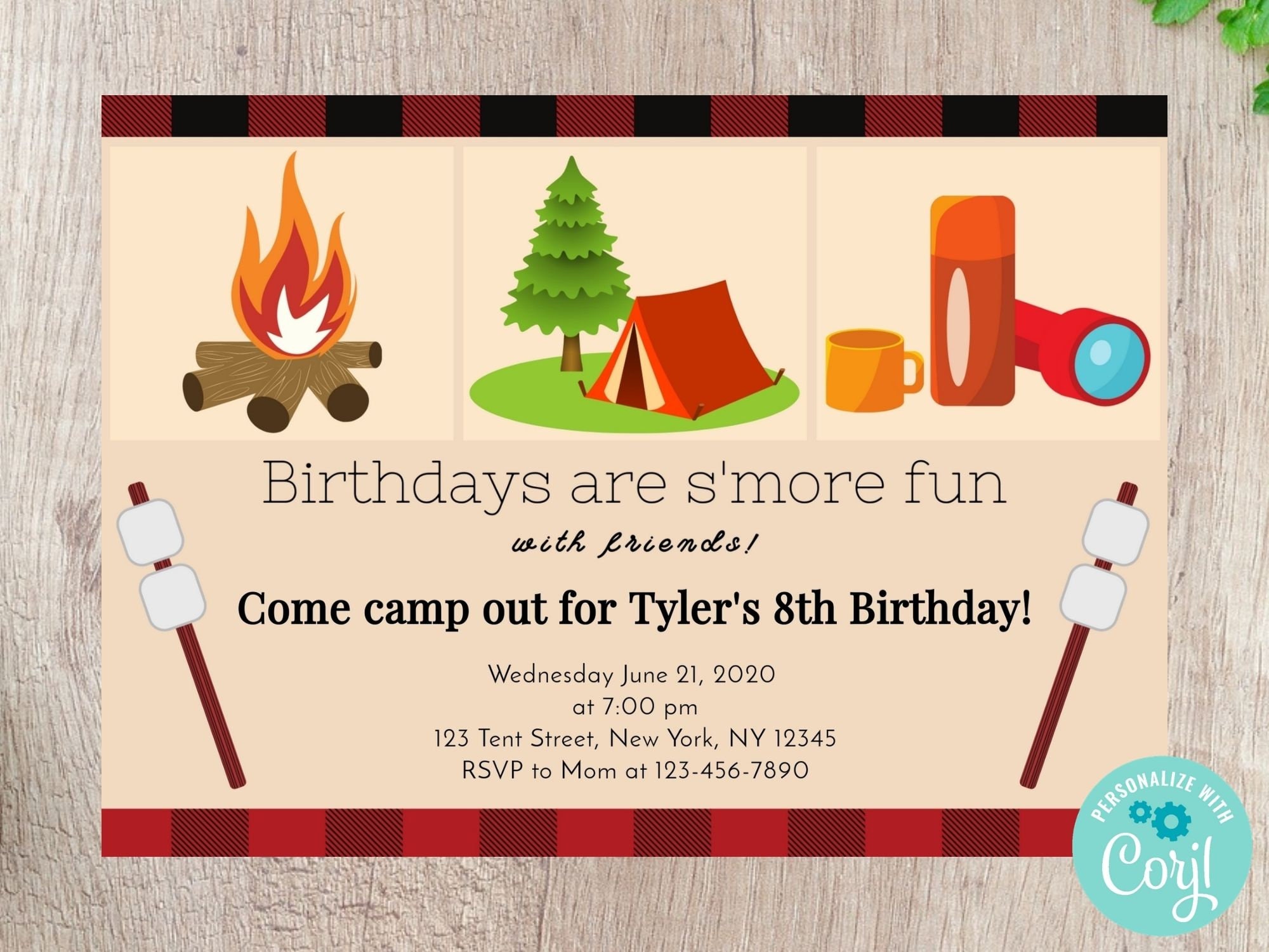 Camping Birthday Invitation Editable INSTANT DOWNLOAD - Etsy