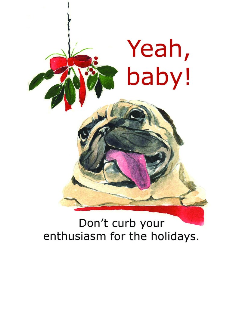 Pugs and Kisses--pug Christmas Card - Etsy
