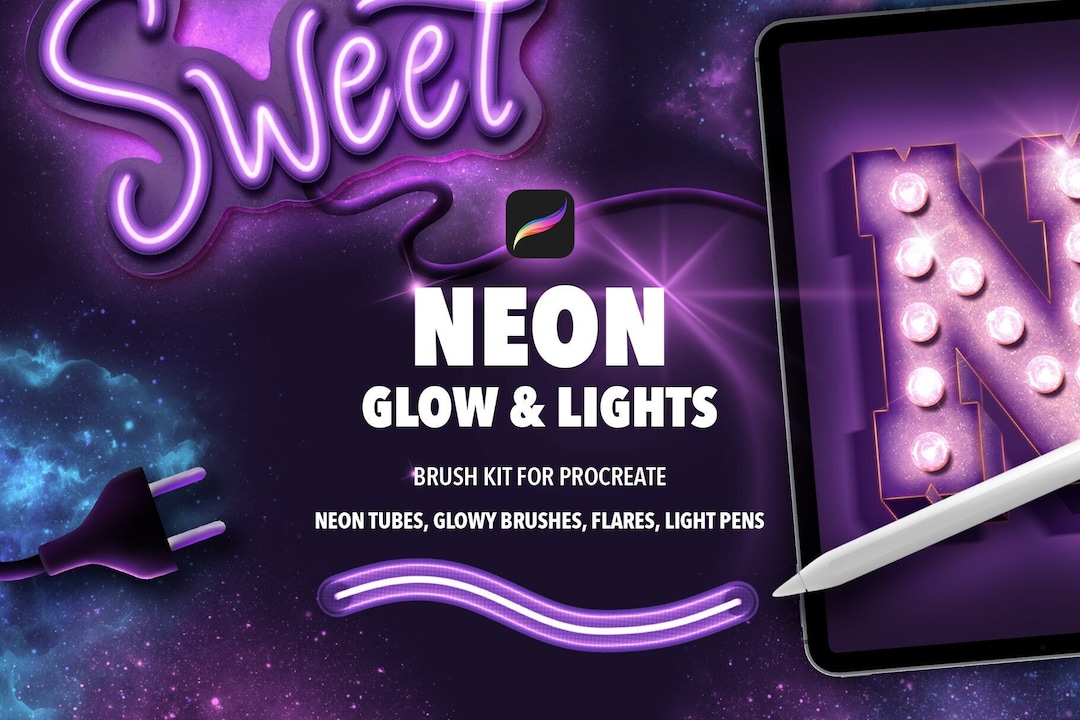 Neon Glow Brushes for Procreate: Tubes, Lights, Flares - Etsy UK
