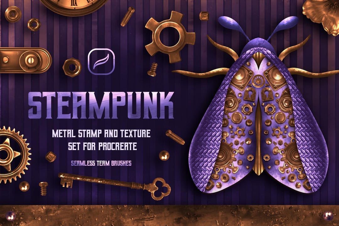 Steampunk Brushes for Procreate, Metal Textures and Stamps - Etsy