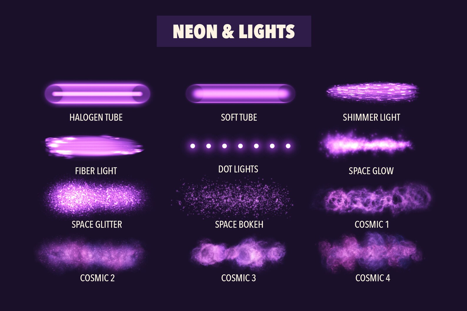Neon Glow Brushes for Procreate: Tubes, Lights, Flares - Etsy
