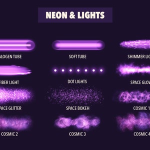 Neon Glow Brushes for Procreate: Tubes, Lights, Flares - Etsy