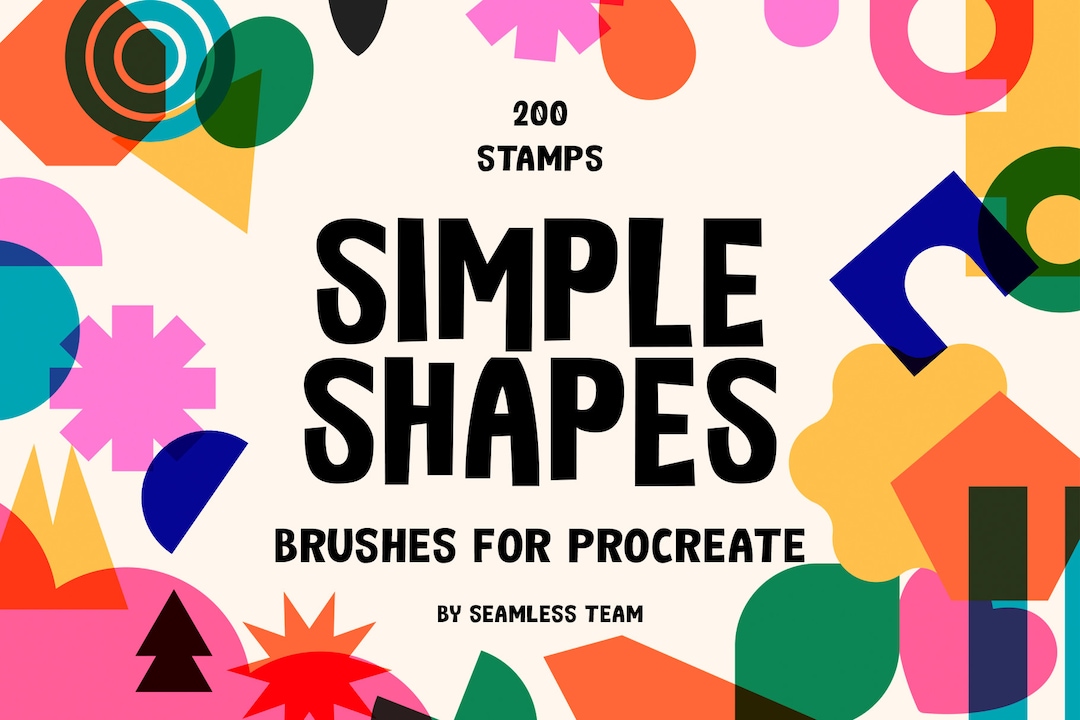 Simple Shapes Brushes for Procreate / Set 0f 200 Stamp Brushes ...