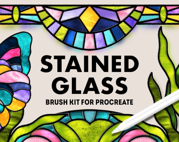 100 Procreate Stained Glass Textures, Mono Color Glass Mosaic for ...