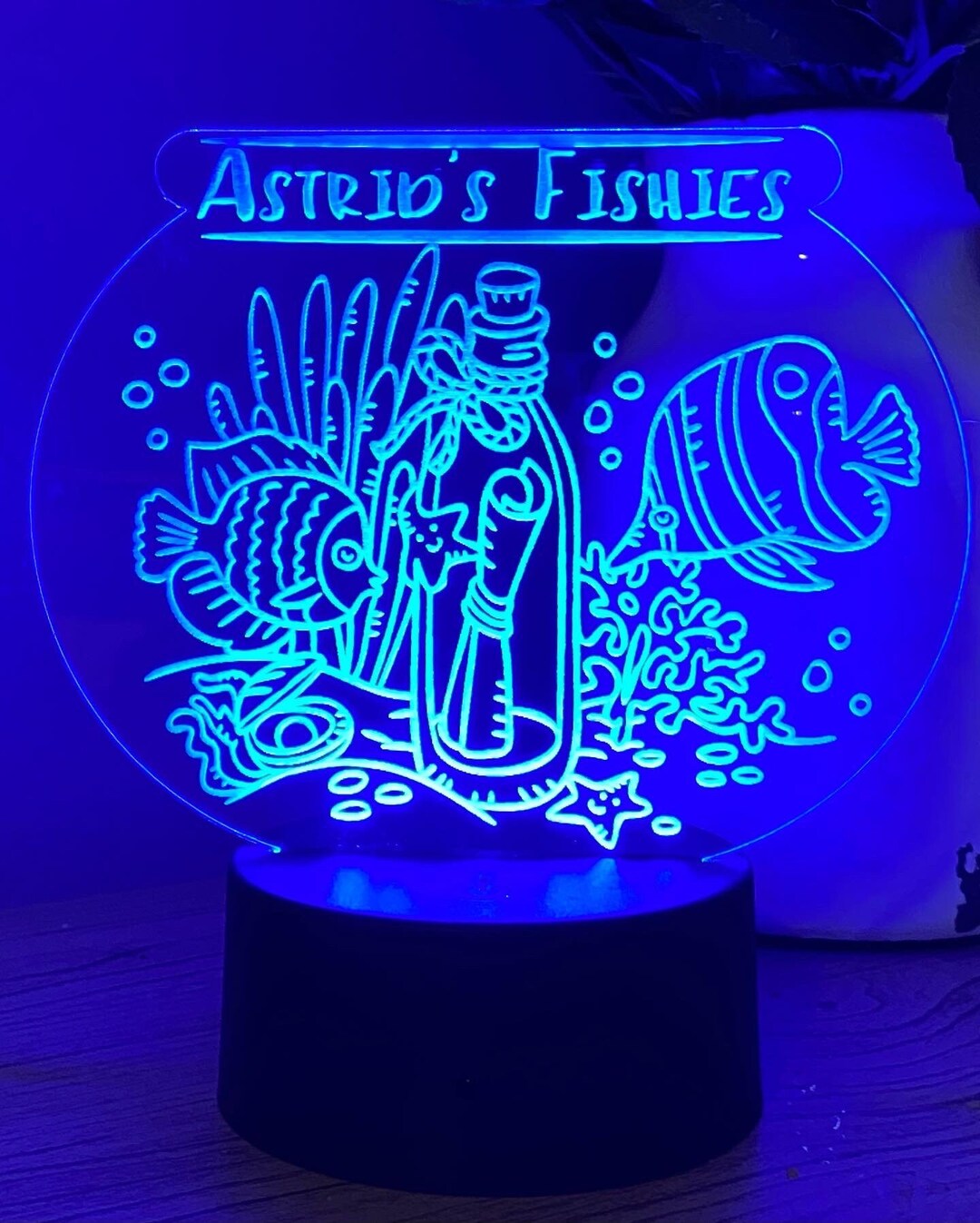 LED Fish Tank Cute Night Light. Personalized, Fish, Fun, Message in a ...