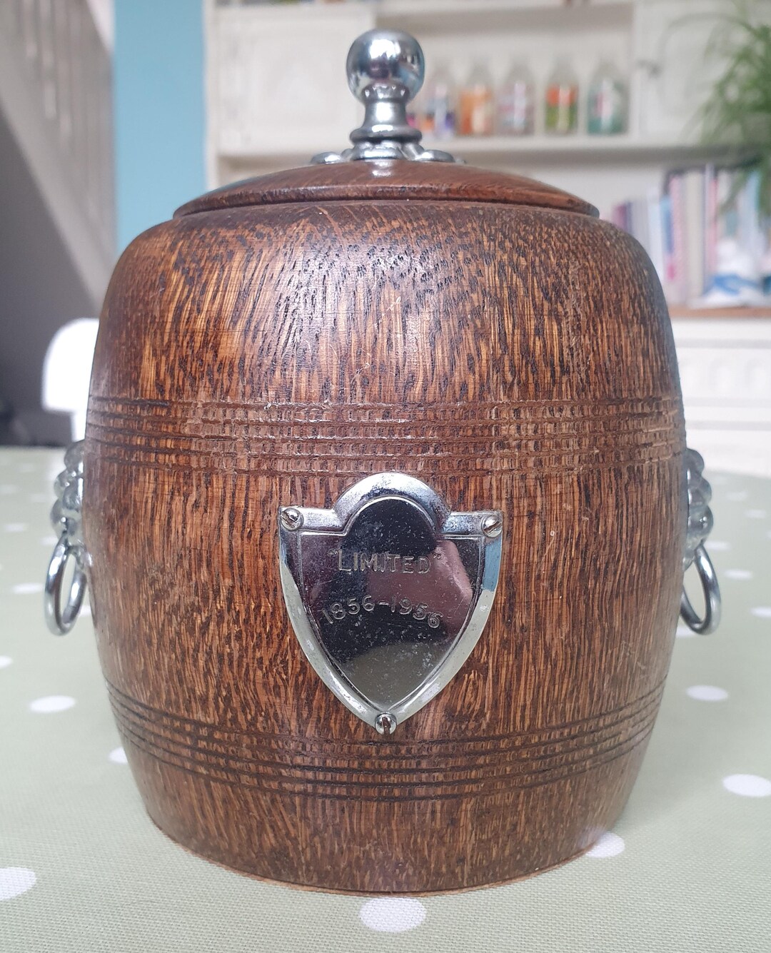 Vintage Tea Caddy Oak Wood Barrel Ryecraft With Metal Detailing 1856 ...