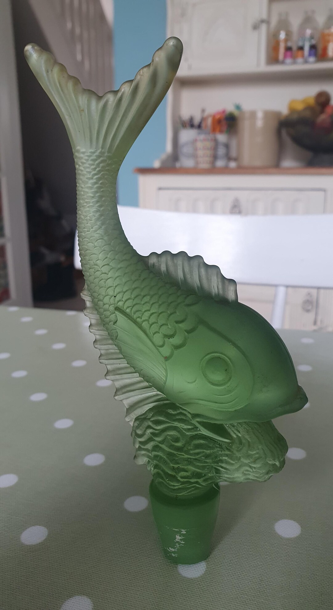 Joseph Inwald Art Deco Green Glass Fish Decanter Bottle Stop - Etsy